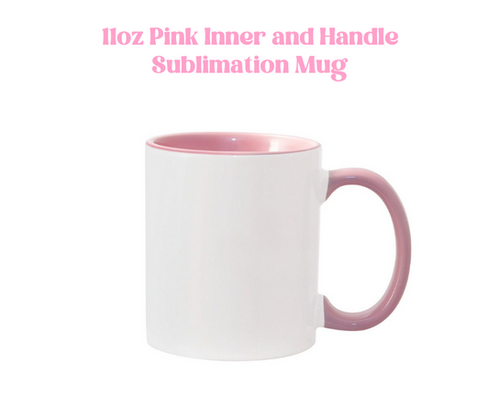11oz Pink Inner and Handle Sublimation Mug | ES Vinyl & Craft Ltd