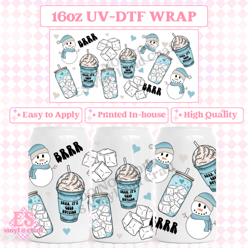 Brrr It's Cold Outside - 16oz Beer Can / Libbey UV-DTF | ES Vinyl ...