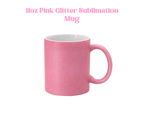 11oz Pink Glitter Sublimation Mug | ES Vinyl & Craft Ltd