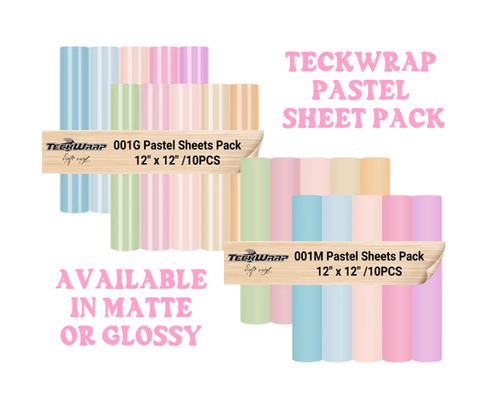 Teckwrap 001 Matte or Glossy Pastel Sheet Pack 12" x 12" x 10 Sheets ...