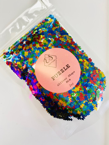 Puzzle - Glitter Shapes Chunky Glitter Mix | ES Vinyl & Craft Ltd