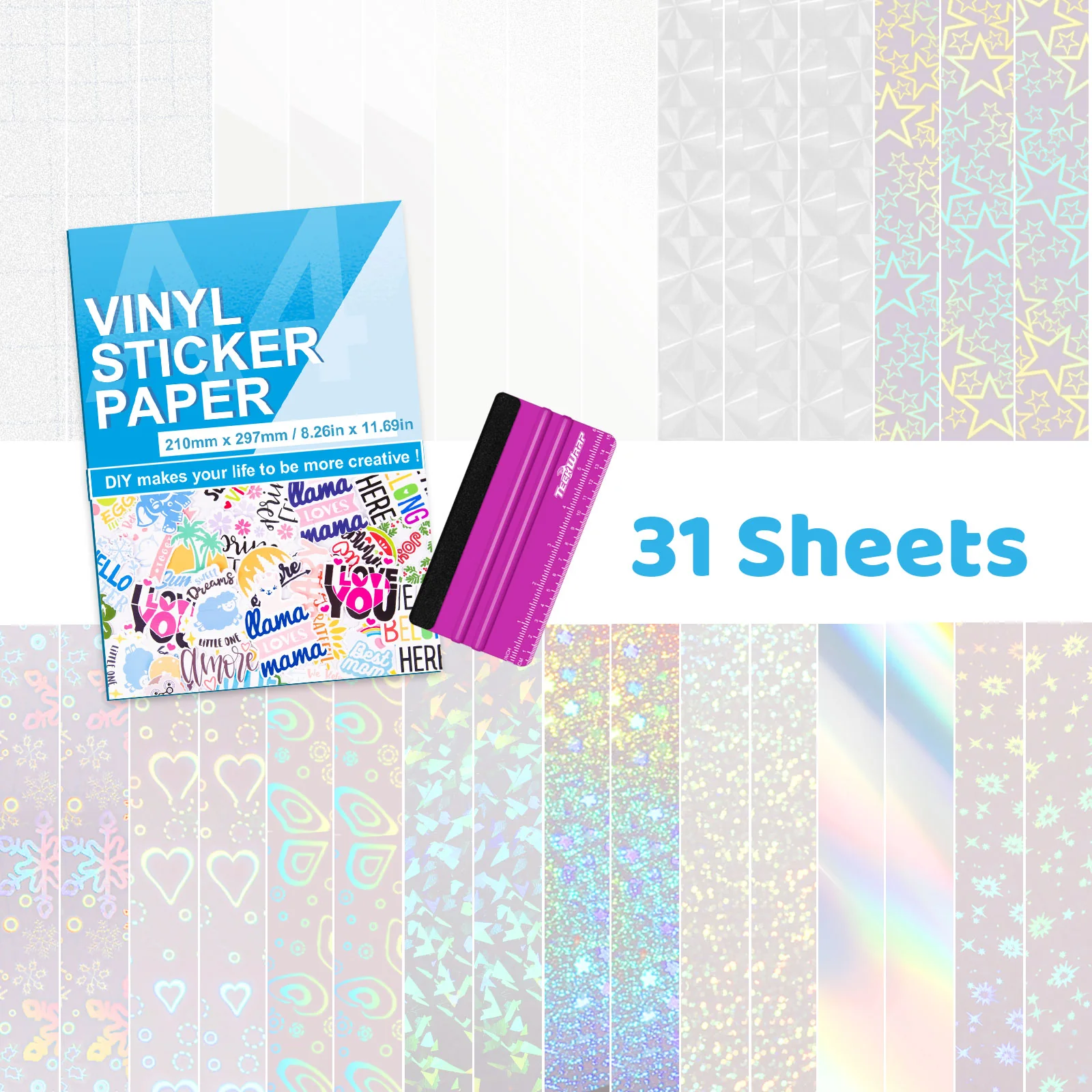 Teckwrap Starter Laminate Sheet Pack x 31 Pieces and Squeegee | ES ...