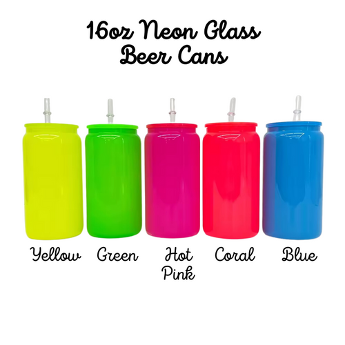 16oz Neon Coloured Beer Cans with Plastic Coloured Lid Sublimation | ES ...
