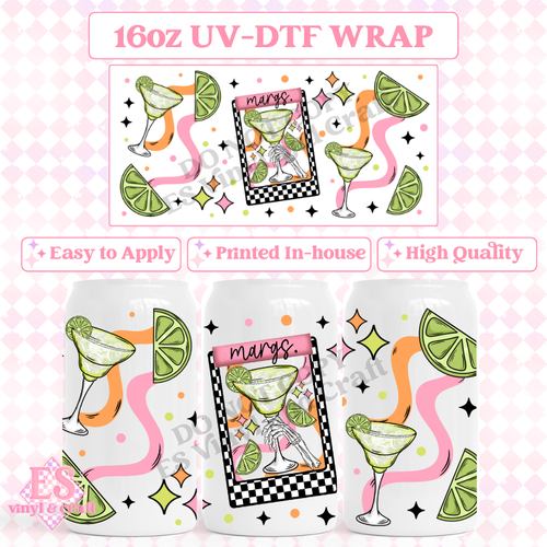 Margs - 16oz Beer Can / Libbey UV-DTF Transfer | ES Vinyl & Craft Ltd