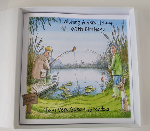 Personalised Fishing Theme Birthday Card Dad Grandpa Any Relation Or ...
