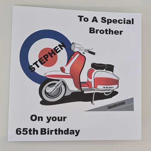 Personalised 65th Birthday Card Brother Friend Dad Son Lambretta Theme ...