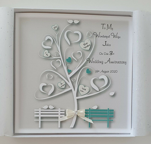 Personalised 3rd Wedding Anniversary Card Wife Husband Leather ...