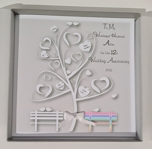 Personalised 12th Silk Wedding Anniversary Card LGBT Pastel Rainbow ...