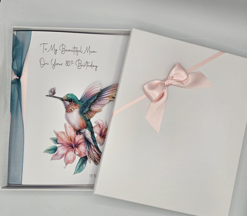 Beautiful Hummingbird 10 x 8 Personalised 80th Birthday Card Mum Sister ...