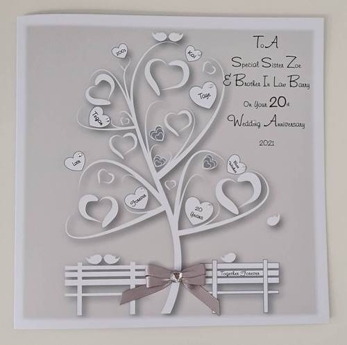 Personalised Silver 20th Tin Wedding Anniversary Card Family Tree ...