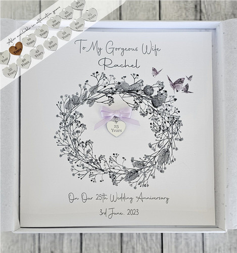 Personalised 25th Silver Anniversary Card Wife 1st 10th 30th 35th 40th ...