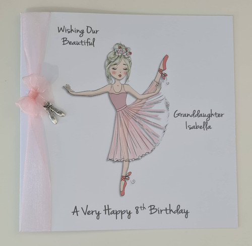 Personalised 8th Birthday Card Granddaughter Bally Dancer Ballerina ...