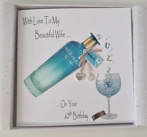 Personalised Mermaid Gin 60th Birthday Card Wife Daughter Sister Mum ...
