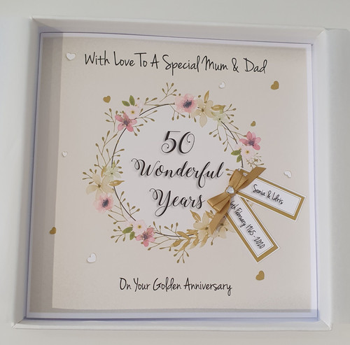 Personalised 50th Golden Anniversary Card Mum Dad Husband Wife ...