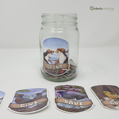 New Zealand Bird Money Jar Sticker Set | Orderly Stitching