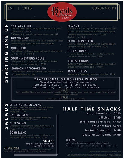 Menu | rivals-taphouse