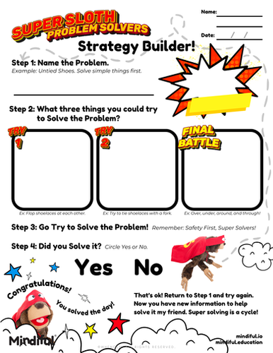 Super Sloth Strategy Builder Worksheet - Mindiful® Digital Download ...