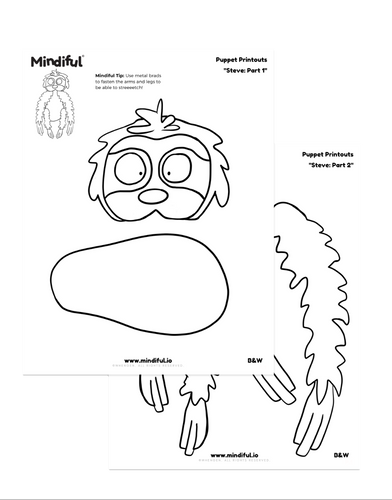Large Steve Puppet Printout - BW - Mindiful® Digital Download ...