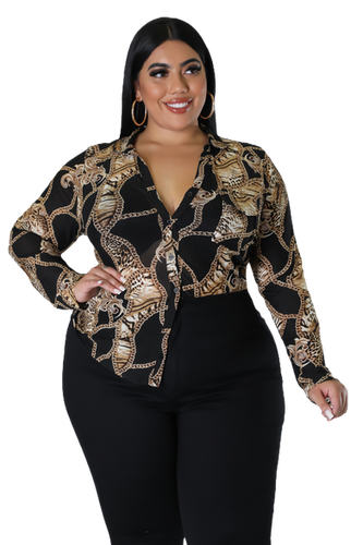Black and Gold Chain Shirt | Curvy Girl Attic