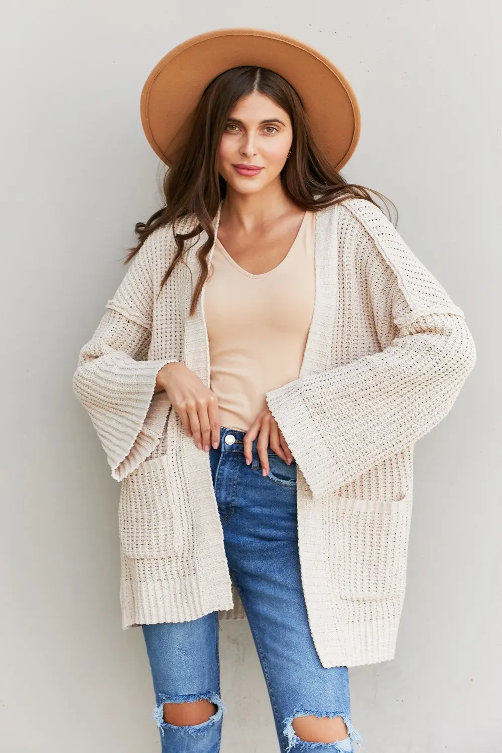 Very J Exposed Seam Flare Sleeve Cardigan | Benton House Designs