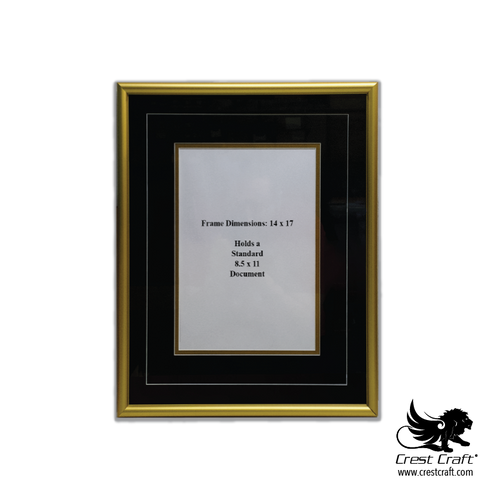 Satin Gold Metal Frame (14" x 17") with Black Matting | Crest Craft Company