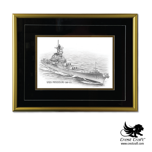 USS Missouri Framed Artwork (17" x 14") | Crest Craft Company