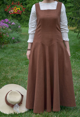 Vintage Inspired Long Pinafore Dress made from Linen (Custom made ...