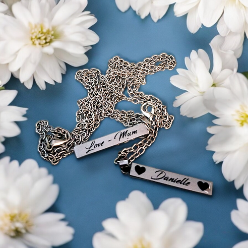 Loving Hearts Engraved Bar Neckless