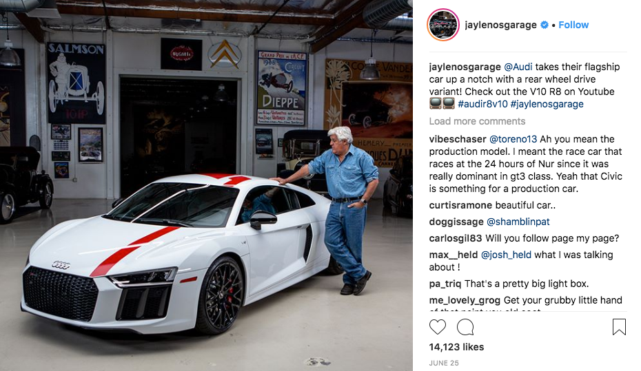 Jay Leno' Garage Features the Audi R8 V10 RWS