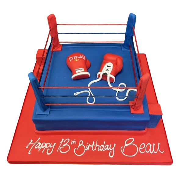 This bespoke celebration cake features a striking design of vibrant red ...