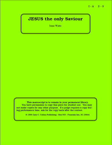 JESUS the only Saviour | Quality Speech