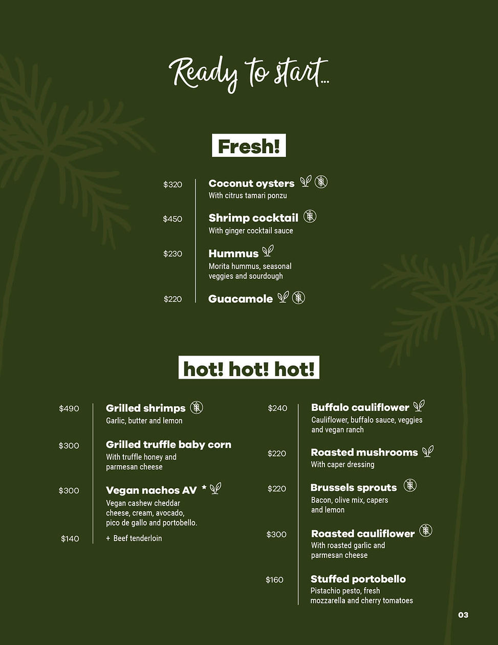 Menu English | Alma Verde Tulum