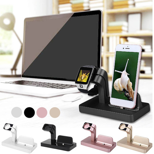 TIW Charging Cradle for iPhone & Smart Watch + Stand Black White Gold ...