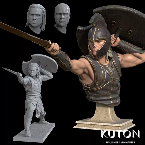 Achilles - 1 Figurine and 1 Bust - 1 x Unpainted 3D Resin Model Kit an ...