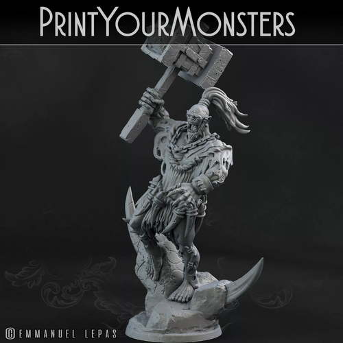 Orc Warrior Hammer - 1 x Unpainted 3D Resin Model Kit +Base -Various ...