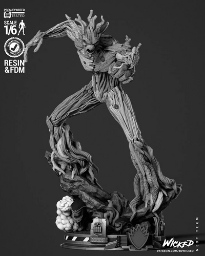 Groot - 1 x Unpainted - Large Resin Model Kit and Base - W3D - In ...