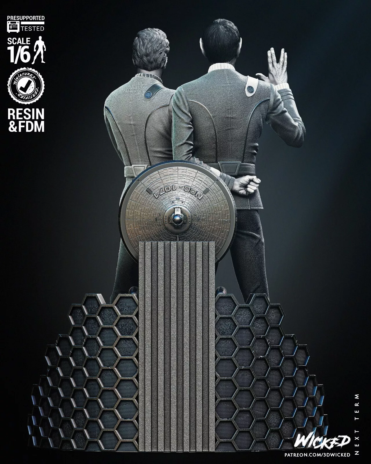 Trek Diorama - 1 x Unpainted - Resin Model Kit + Base - W3D - In Various Scales | Metal Mania 3D TV