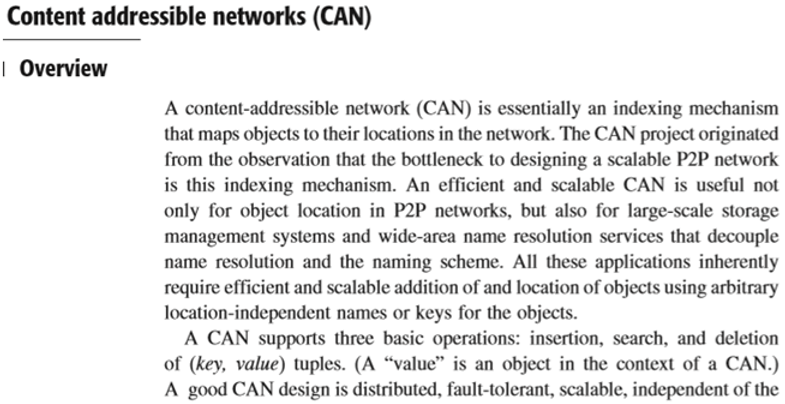 Content addressable network (CAN) overview