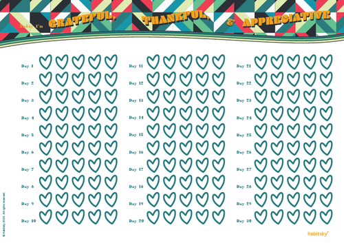 Printable Daily Gratitude Ritual New Habit Tracker Template