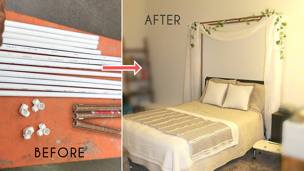DIY Faux Wood PVC Pipes Bed Canopy
