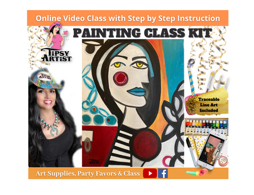 Picasso Self Portrait Abstract Painting Kit - Painting Kit | tipsyartist