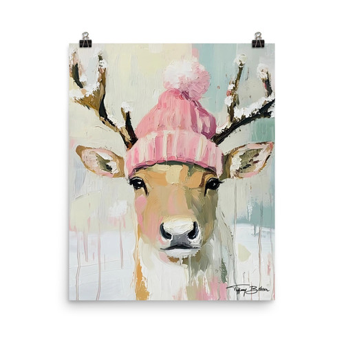 Sweet Pink Winter Deer by Tiffany Bohrer - Archival Museum Quality ...