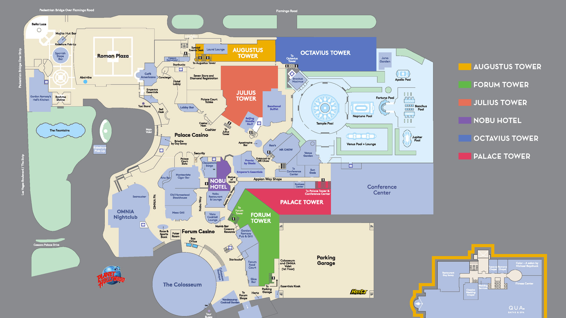 Caesars Palace Map 2025 - Full Layout & Tips | Getawayk™
