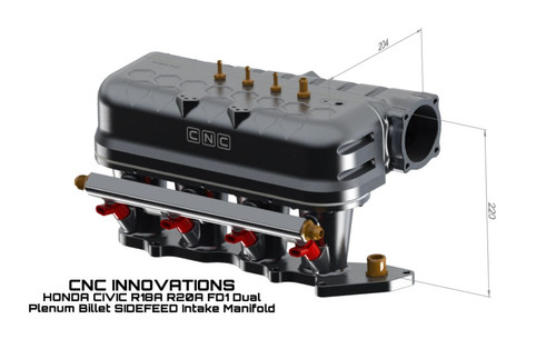 HONDA CIVIC R18 R20 R18A R20A FD1 BILLET DUAL PLENUM SIDE-FEED INTAKE ...