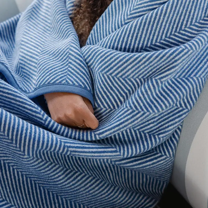 Harborview Herringbone Cornflower Blanket | Bungalow West