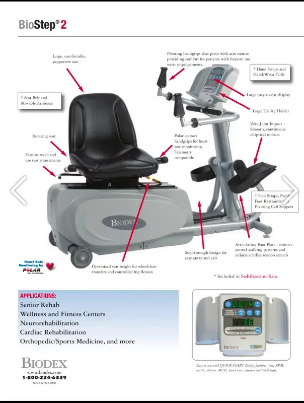 Exercise bike Biodex BioStep Semi-Recumbent Elliptical Rehab | Fitness ...