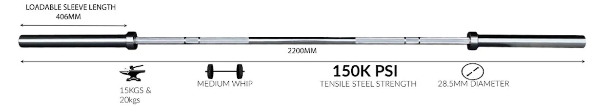 POWER MAXX Olympic Barbell (1000lbs Rating) | Fitness Factory