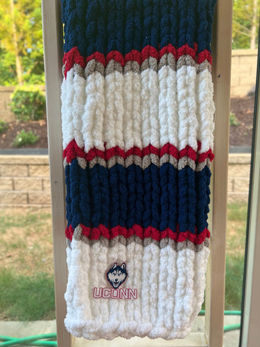 University of Connecticut (UConn) hand-knit Blanket | SnugglyBlanketco