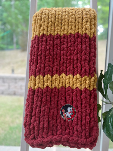 Florida State University (FSU) hand-knit blanket | SnugglyBlanketco