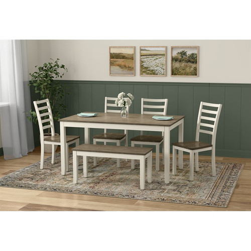 Wichita Dining Table Set with 4 Chairs and Bench | Image Home